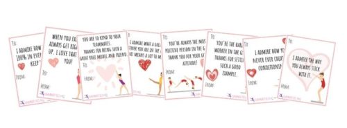 Valentine's Day Cards for Gymnasts - Free Printables